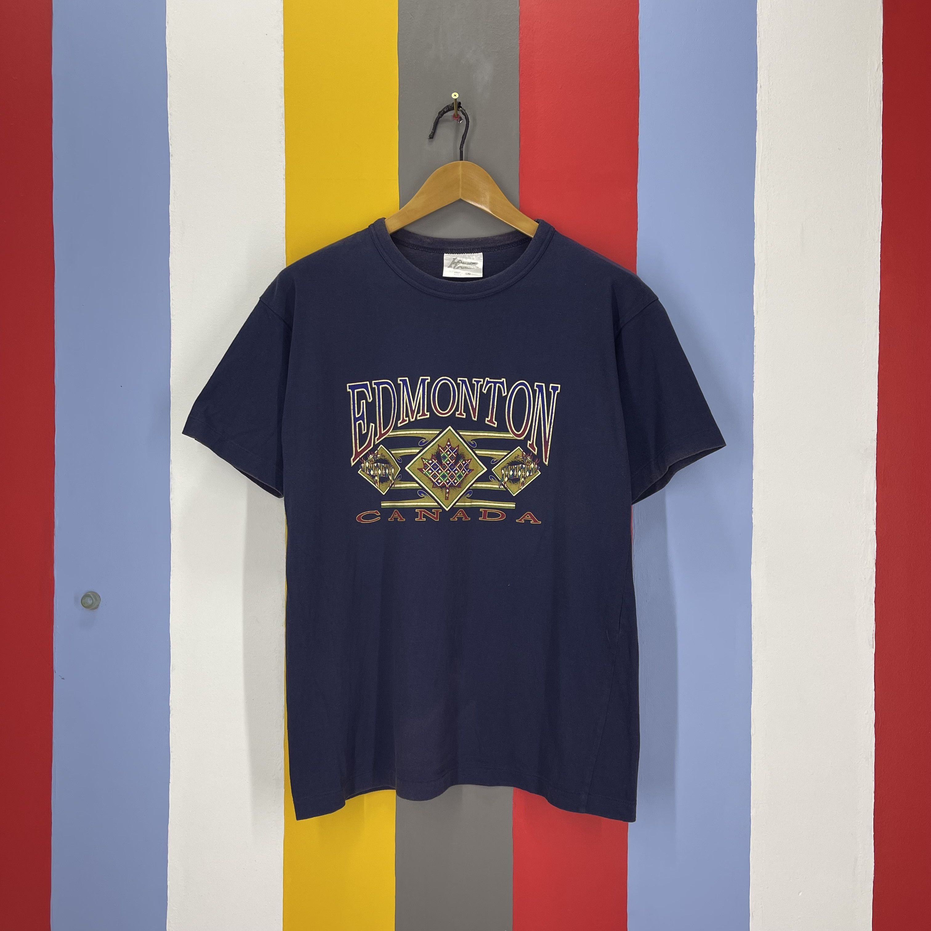 Vintage 90s Vintage EDMONTON CANADA Crew Neck T Shirt #1552/AZ | Grailed
