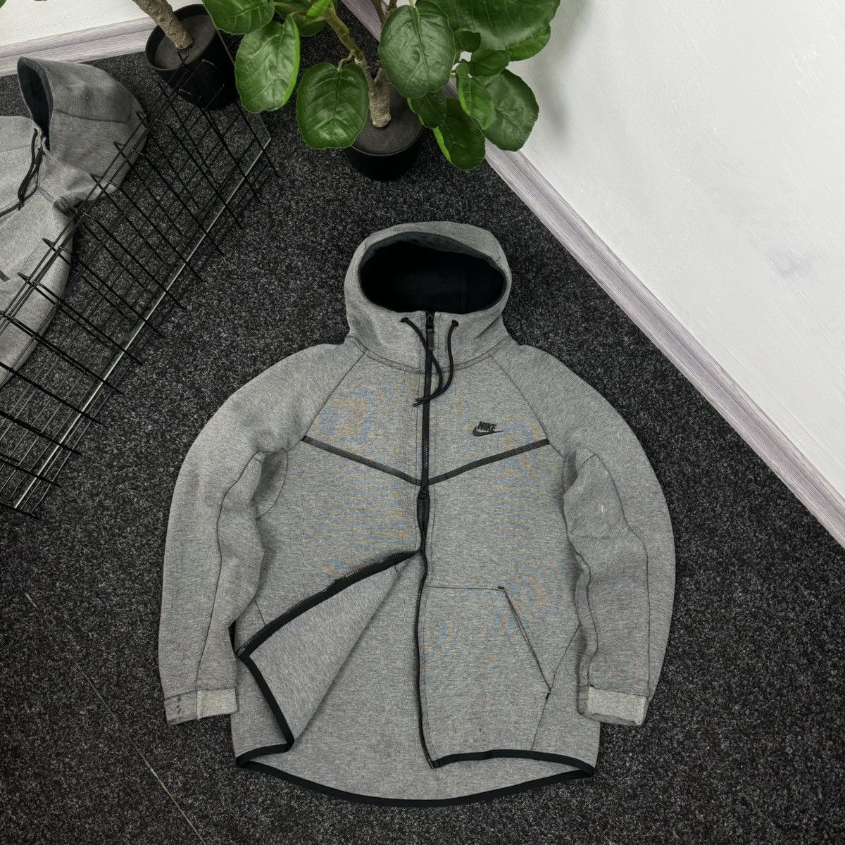 Nike NIKE Tech Fleece Zip Hoodie Y2k Style Drill Gray Black | Grailed