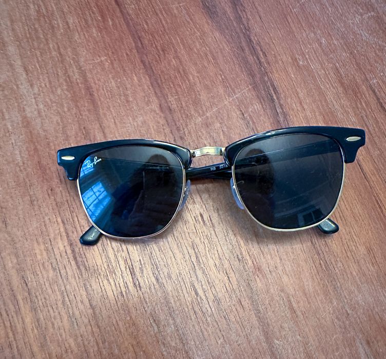 RayBan Ray Ban black and gold Clubmaster sunglasses | Grailed