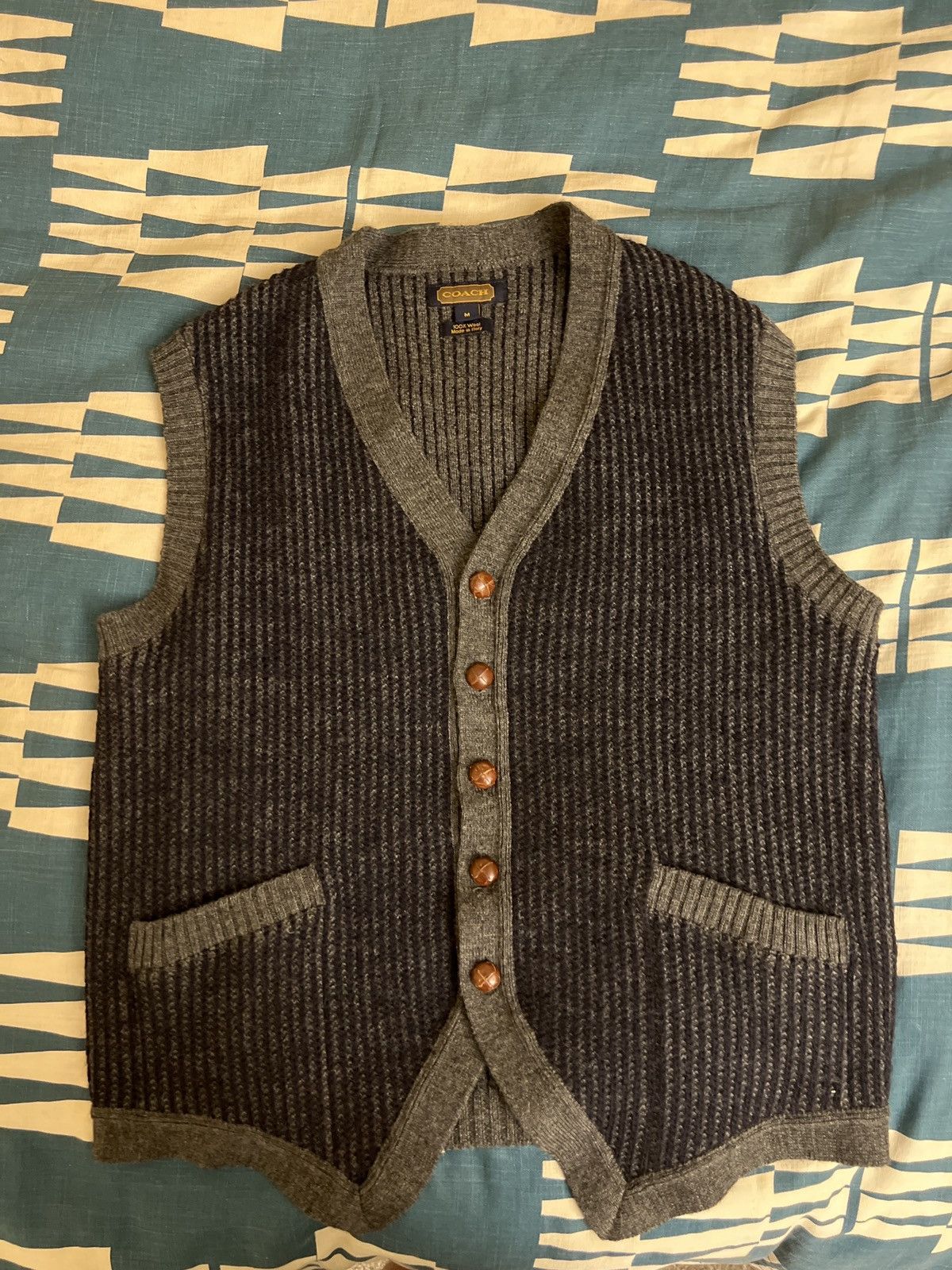 Coach Vintage Coach Gray and Navy Blue Vest | Grailed