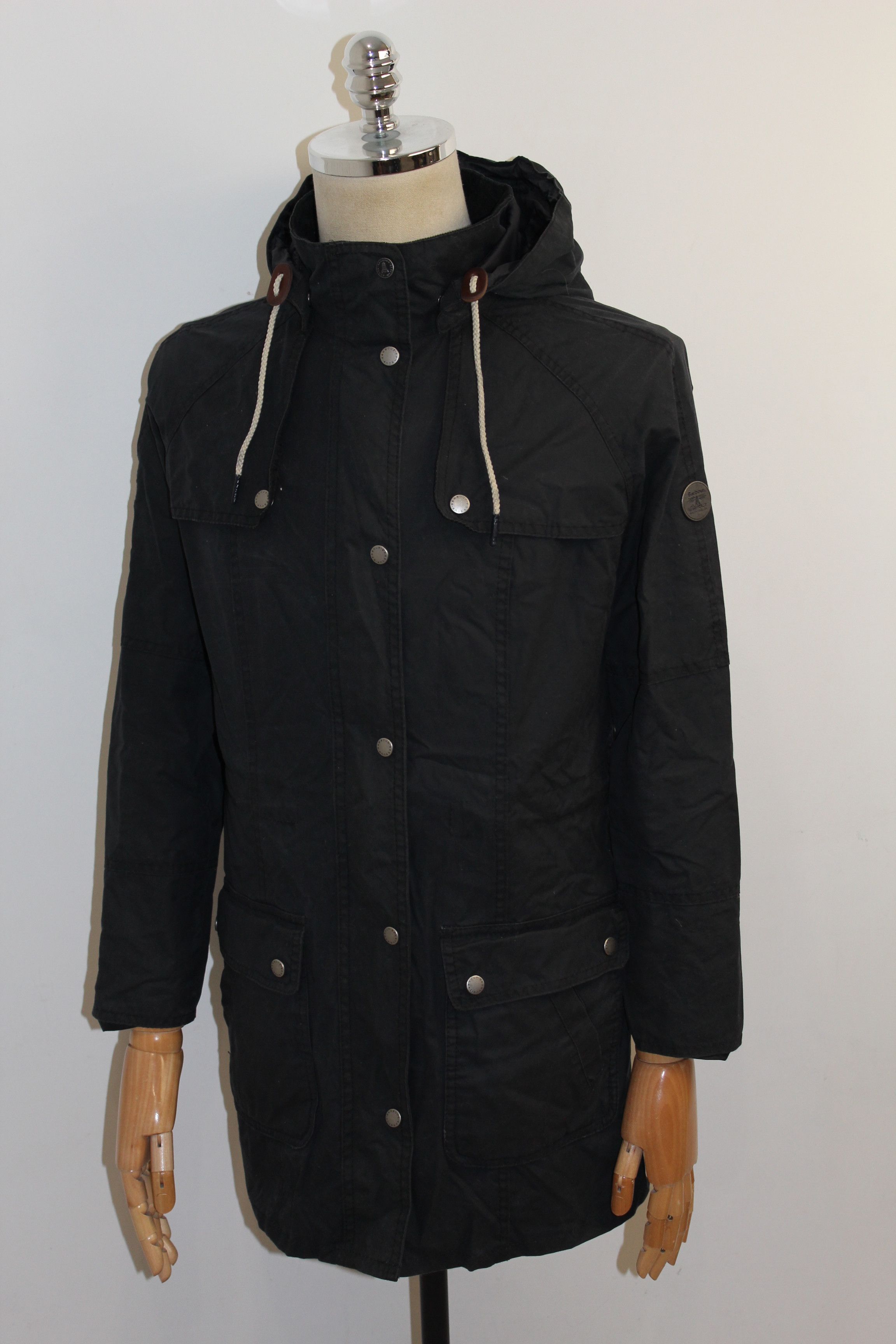 Barbour Ladies BARBOUR Barnacle Blue Hooded Wax Jacket Size 12 | Grailed