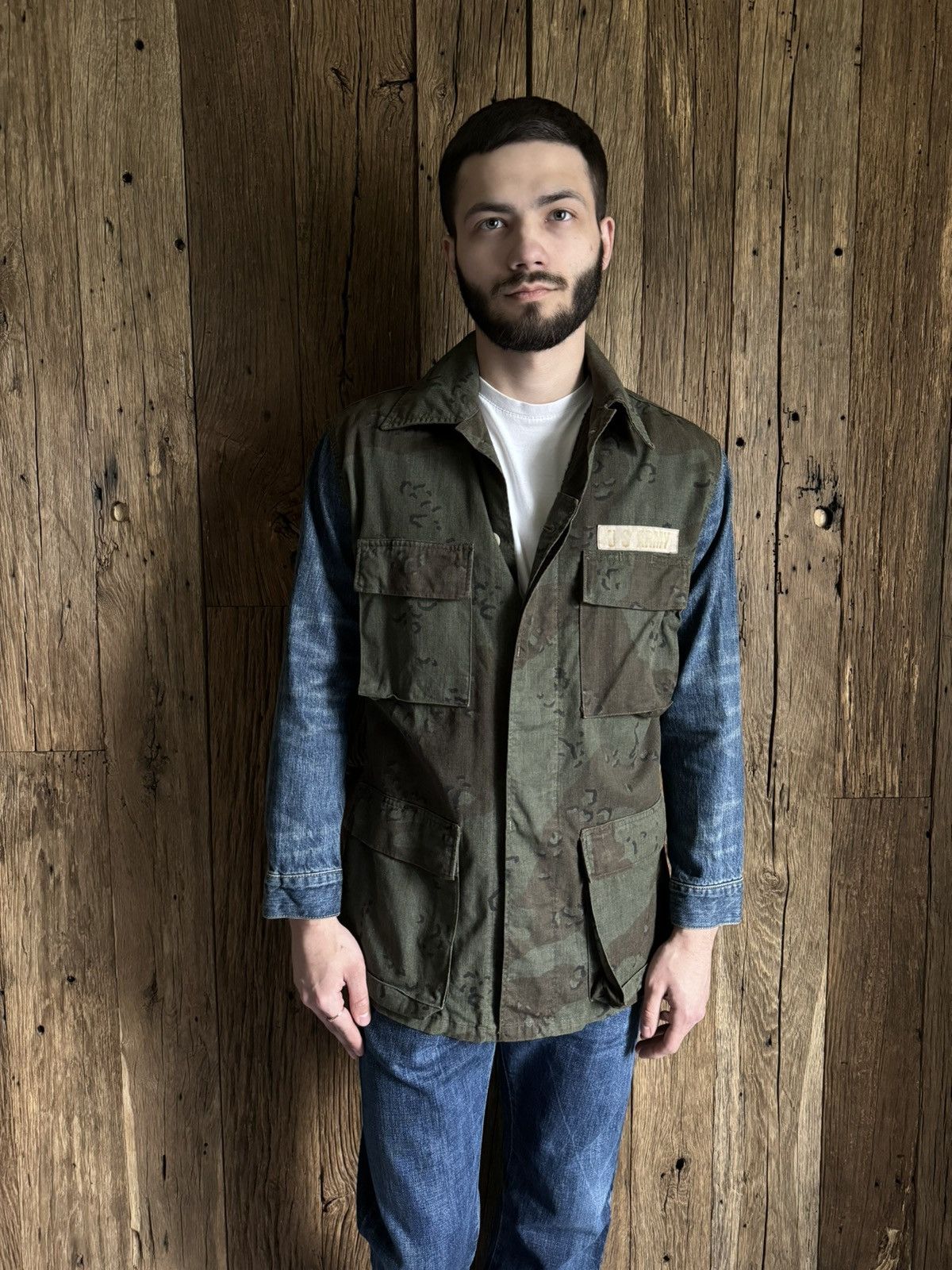 Urban Outfitters Urban Renewal US Army Shirt + Levi’s Denim Jacket ...
