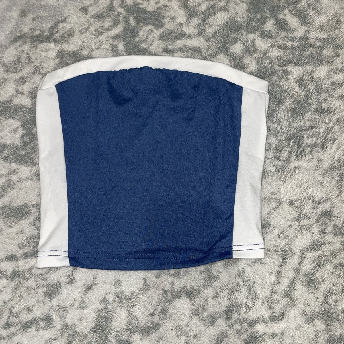 Streetwear × Vintage Retro Blue and White Strapless Top - 90s Tube ...