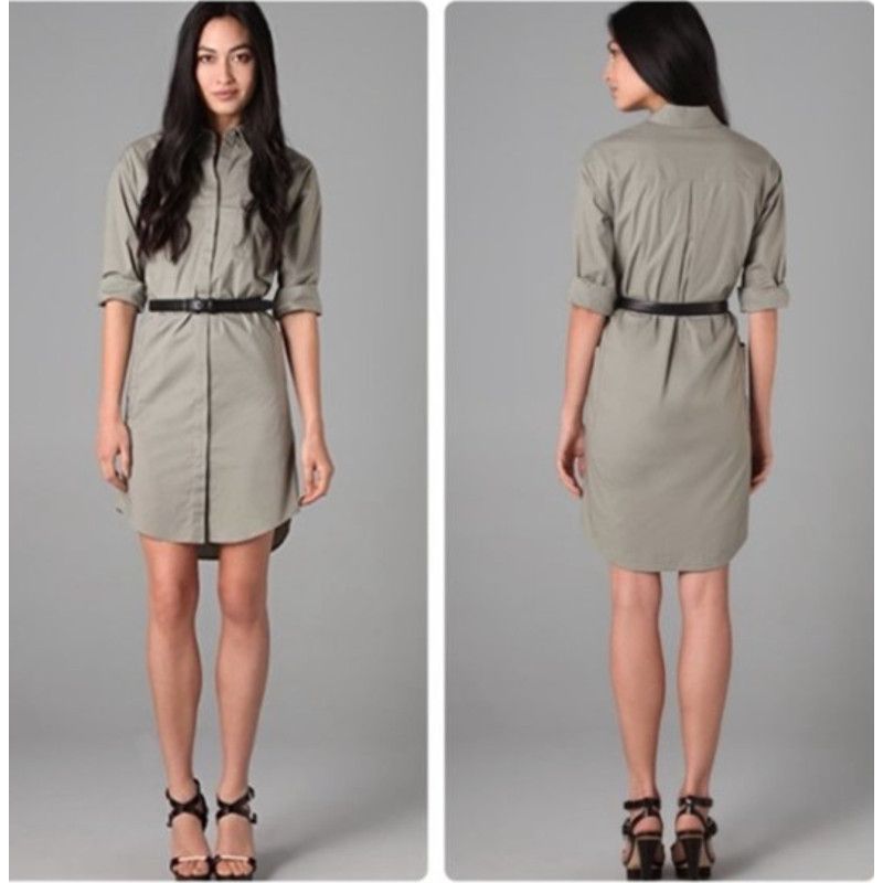 Theory Theory 'Meliba Pure' Shirtdress in Sage Green Size 6 | Grailed