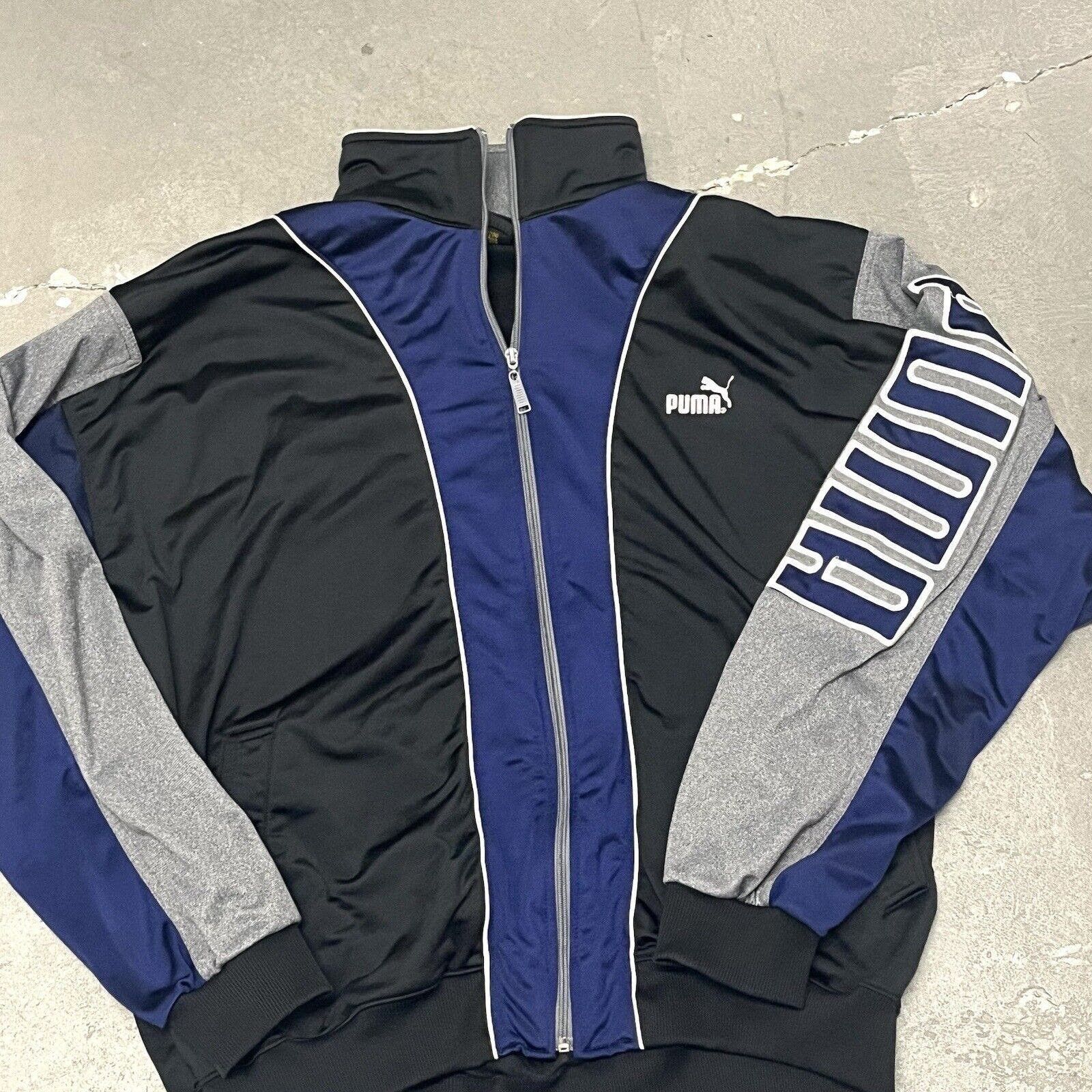 Puma Vintage 1990’s Puma Track Jacket XL Black Blue | Grailed