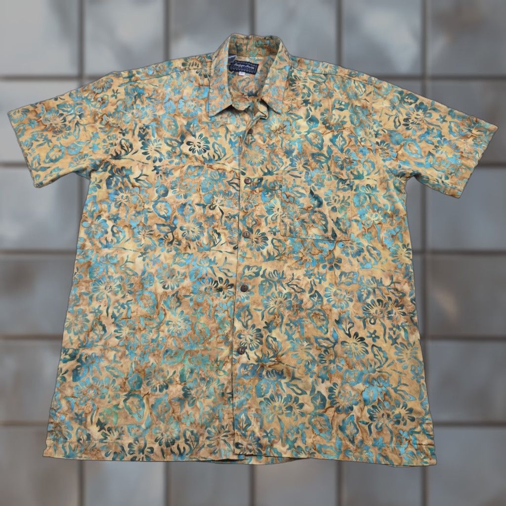 Vintage Indygo Smith Button Up Shirt Mens Medium Beige Hawaiian Aloha ...