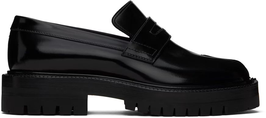 Maison Margiela Black Chunky Platform Tabi Loafers | Grailed