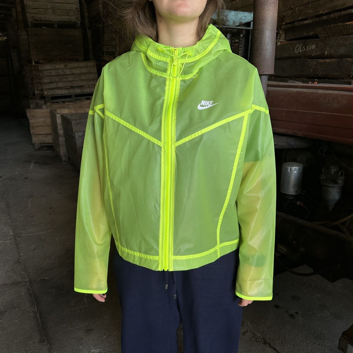 Nike × Streetwear Nike Transparent Rain Jacket L Windrunner Run Sport ...