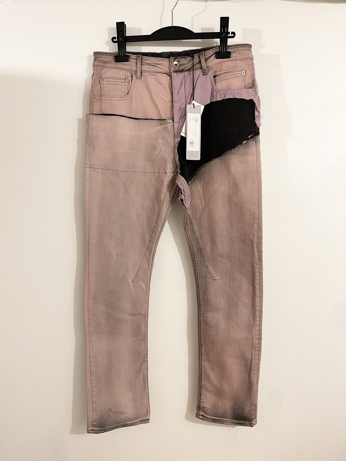 Rick Owens Faded Pink Patchwork Detroit Cut Denim | Grailed