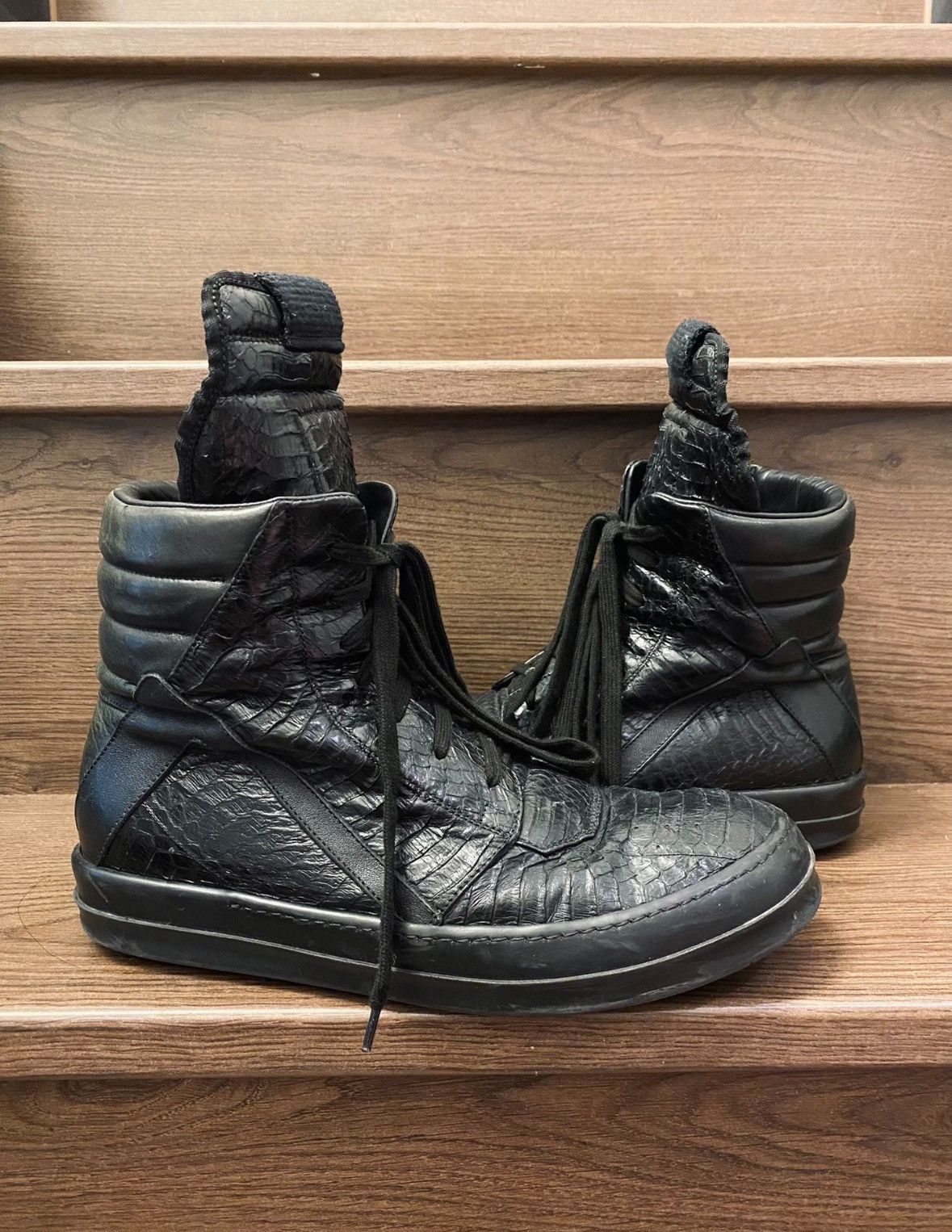 Rick Owens Rick Owens Black Python Geobasket | Grailed