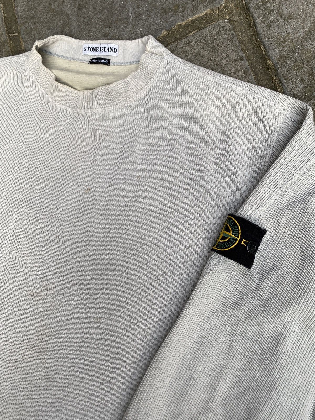 Stone Island Vintage Stone Island Ribbed Knit Fleece Jumper 1980s 80s | Grailed