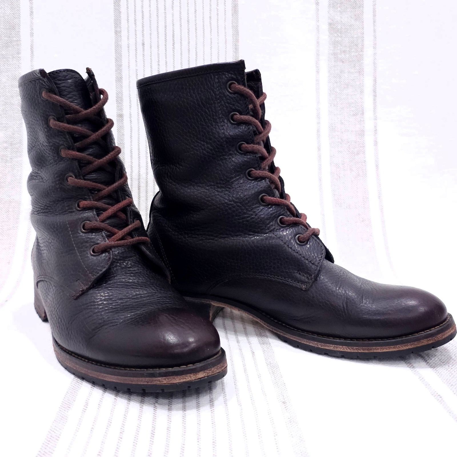 Wolverine WOLVERINE Sz 8.5 Pebble Leather Combat Boots Espresso Brown ...
