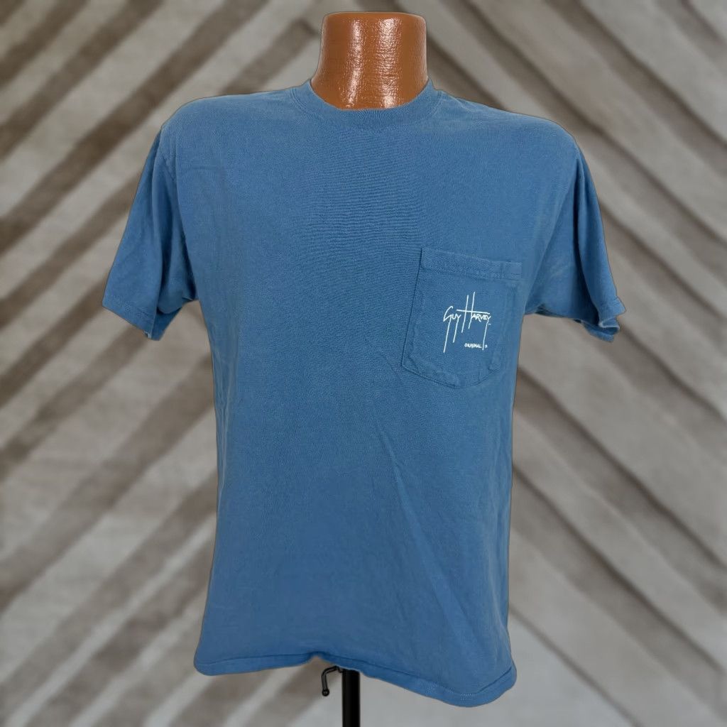 Guy Harvey Guy Harvey Shirt Men Medium Blue Fishing Flounder Bass Trout ...