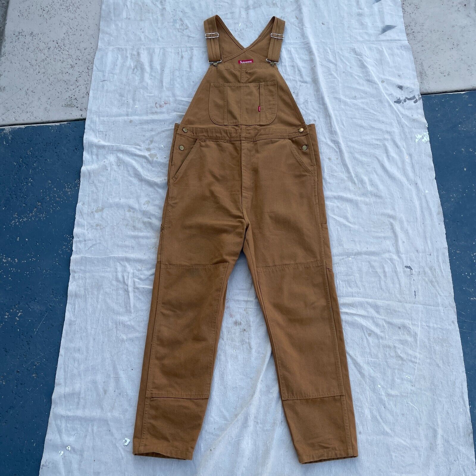 Supreme FW15 Supreme Gold Canvas Overalls Work Utility Painter Large ...