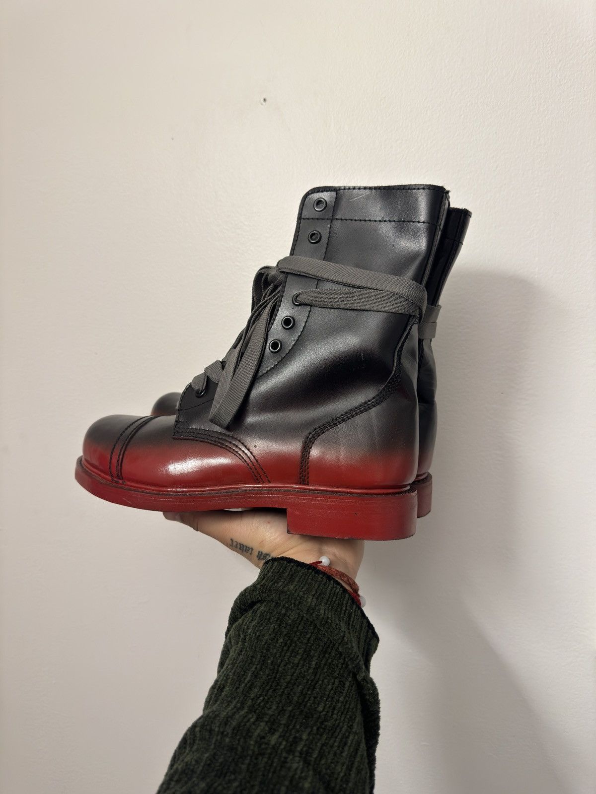 Combat Boots × Military × Vintage Red Opium Military Combat Boots | Grailed