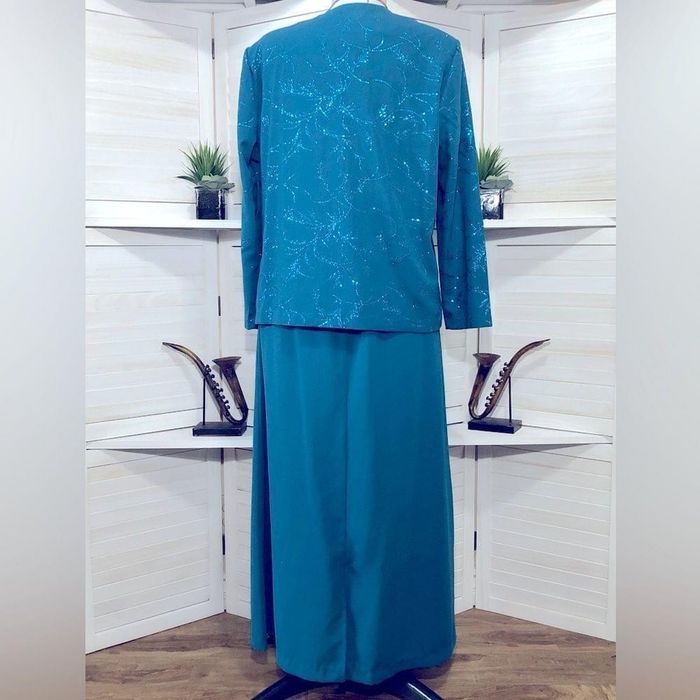Vintage vintage 90s embroidered teal blue 3 pc dress outfit sz 20 | Grailed