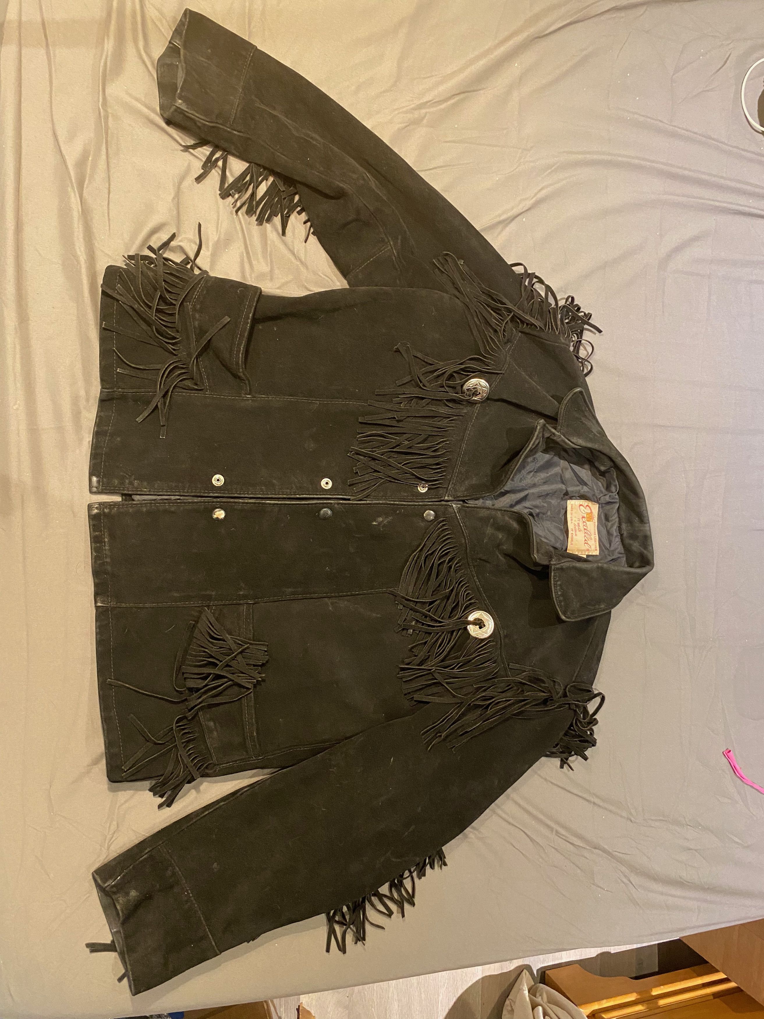 Excelled Vintage Excelled Black Leather Western Fringe Jacket | Grailed