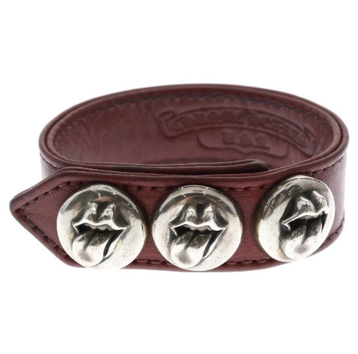 Chrome Hearts Chrome Hearts Rolling Stones lip tongue leather bracelet ...