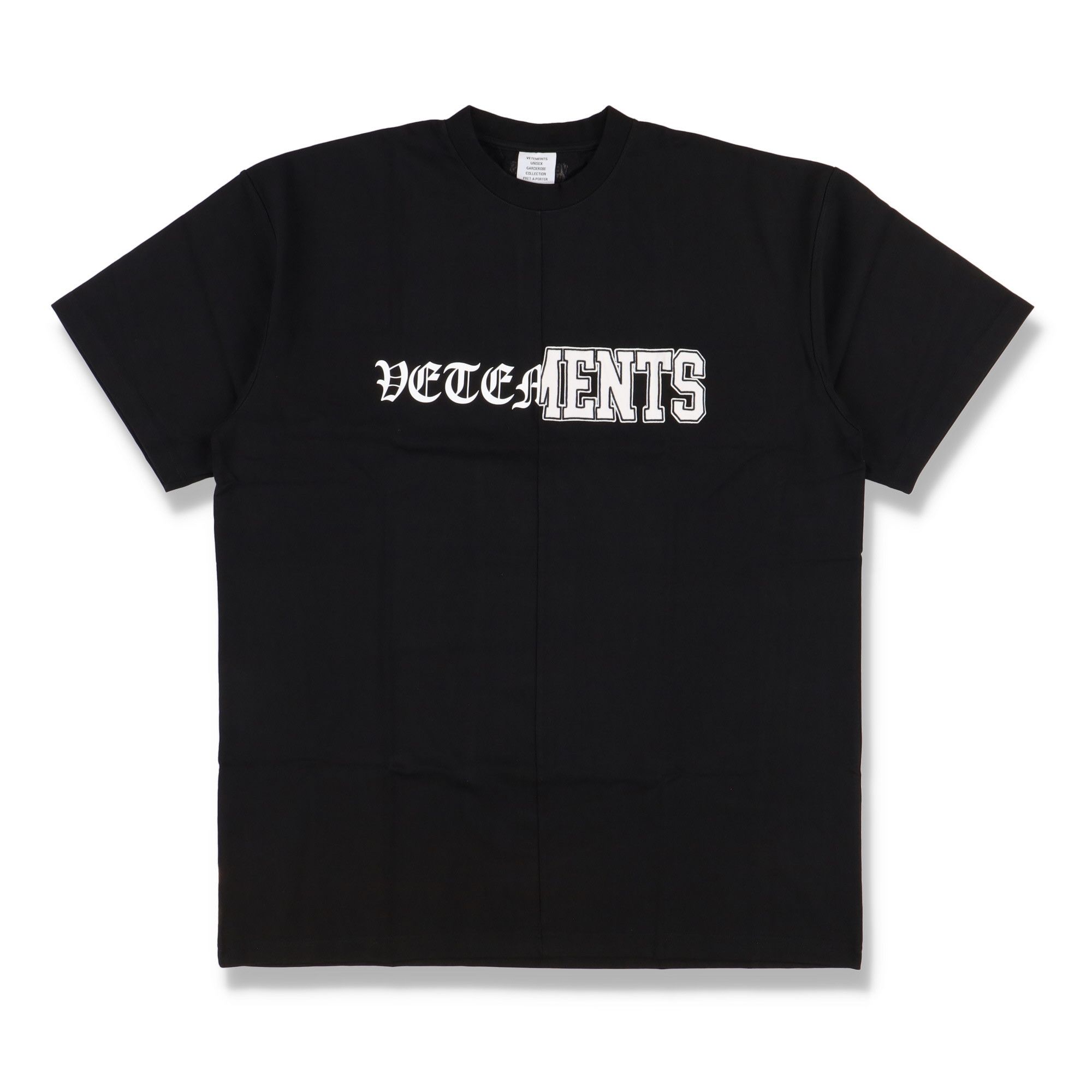 Vetements Black Vertical Embroidered Cut-Up Logo Oversized T-Shirt ...