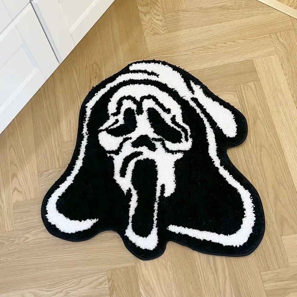 Carpet × Vintage Cool Black Ghost Tufting Rug | Grailed