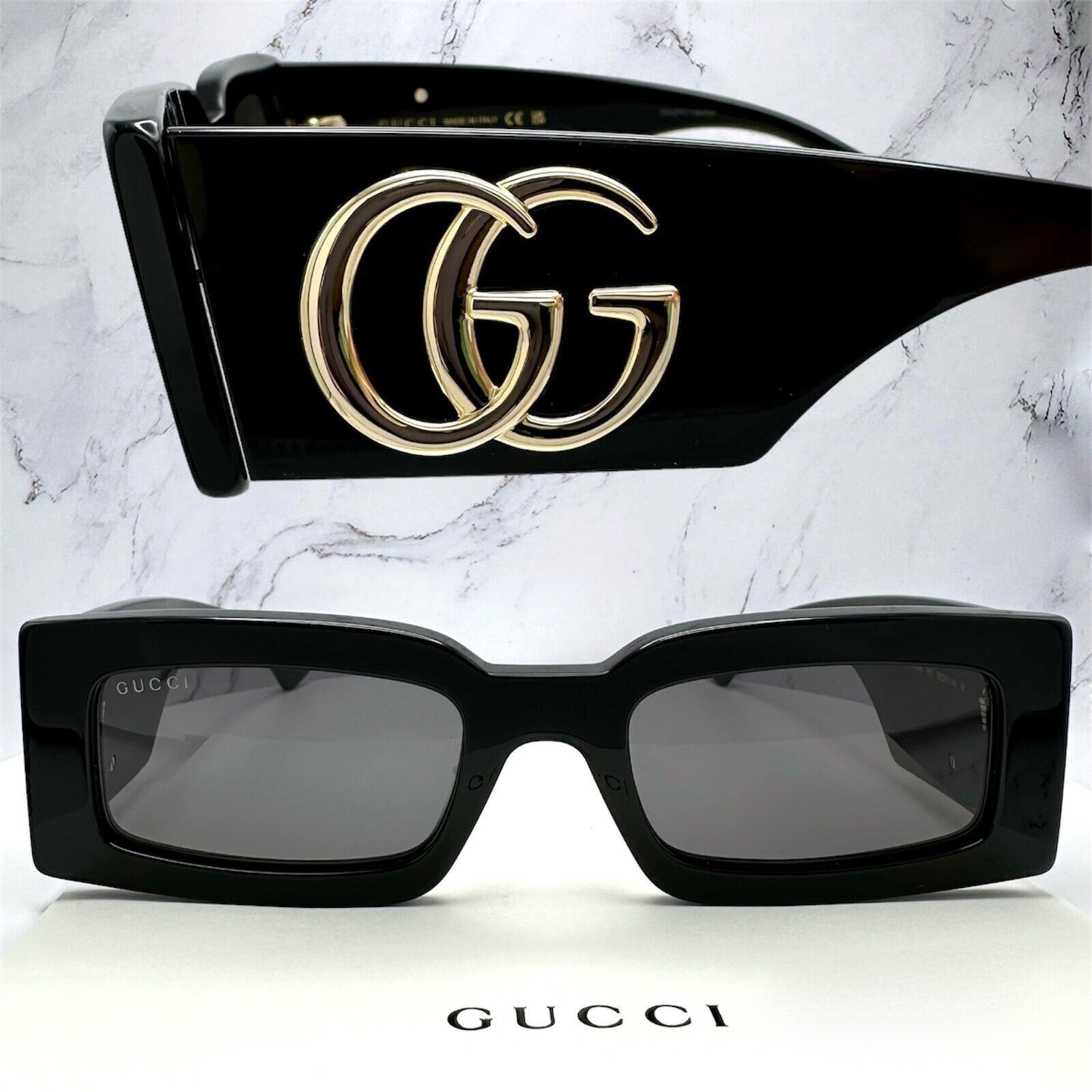 Gucci Gucci Black Sunglasses Interlocking GG Logo Black New | Grailed