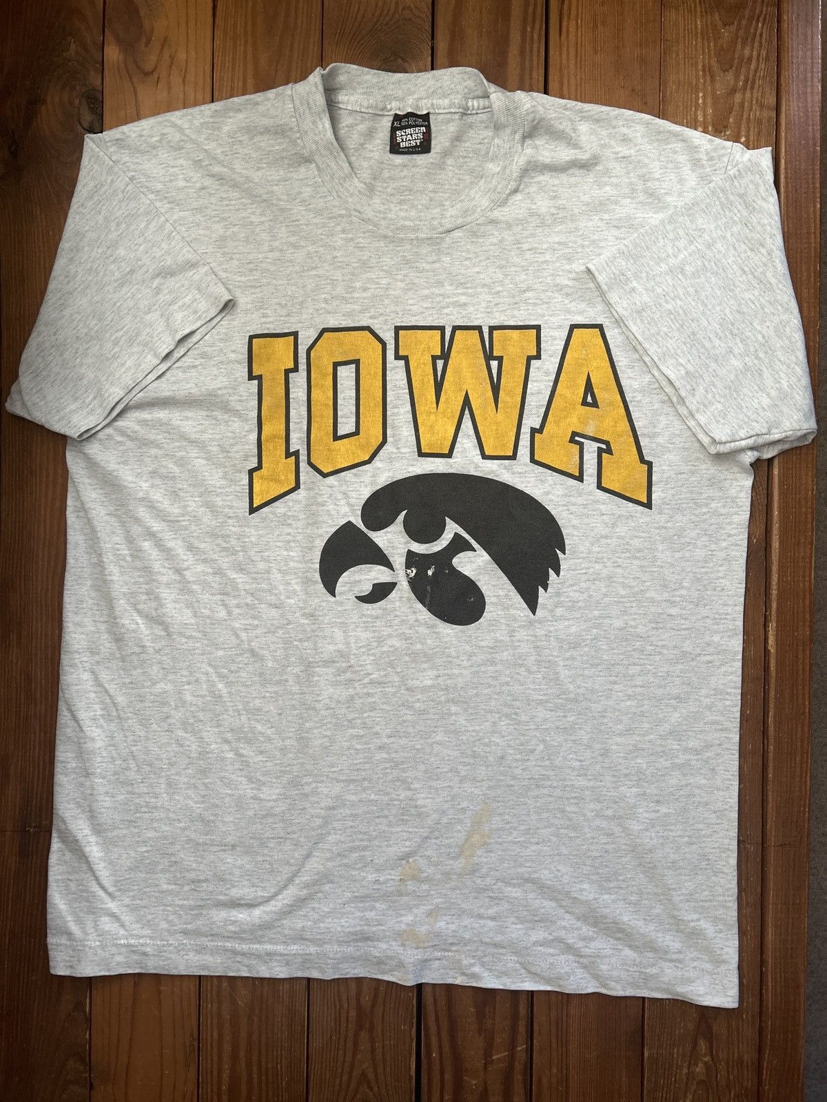 Vintage Vintage 90s Iowa Hawkeyes Grey Single Stitch Tee Shirt | Grailed
