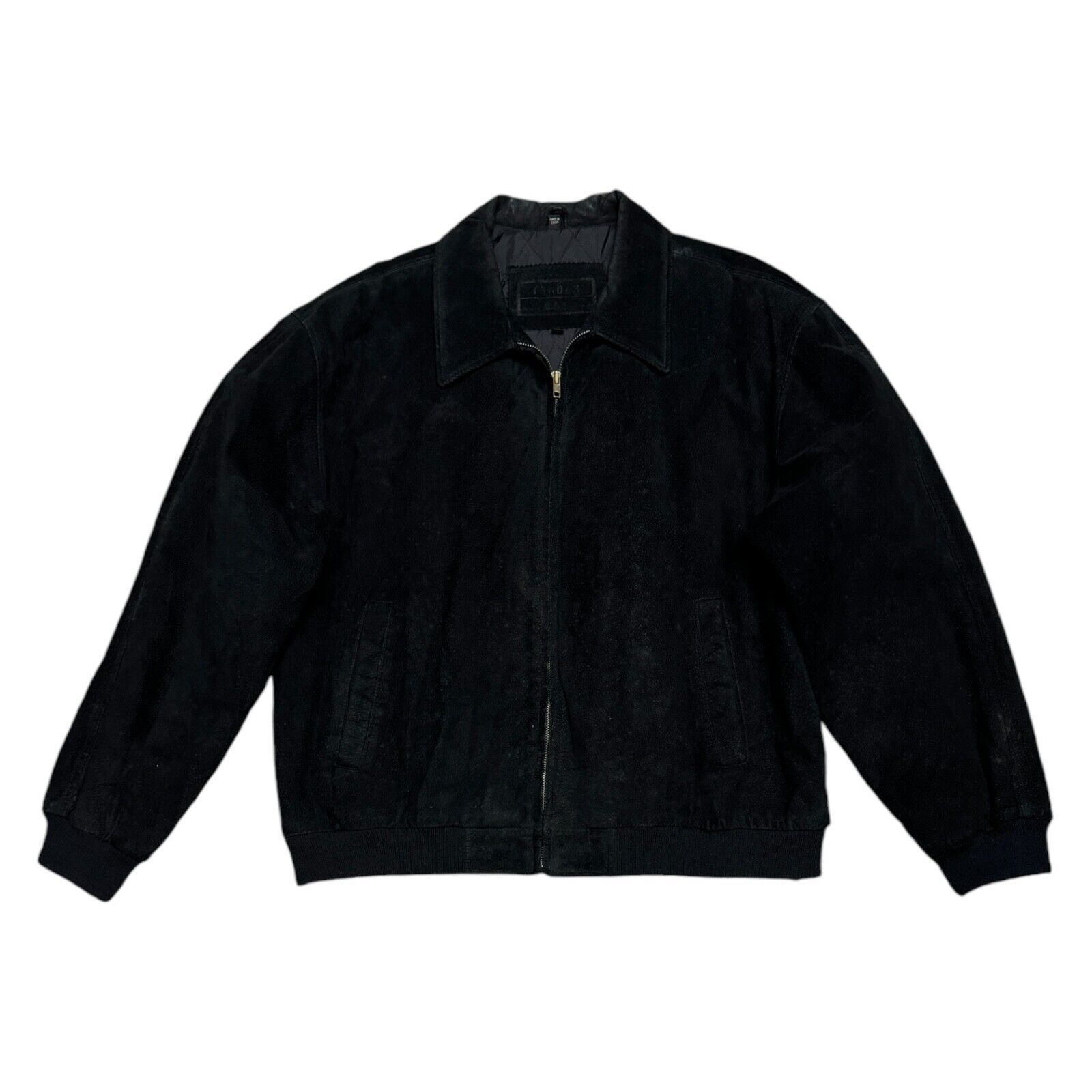 Vintage VINTAGE Trader Bay SUEDE LEATHER Bomber Retro Black Jacket ...
