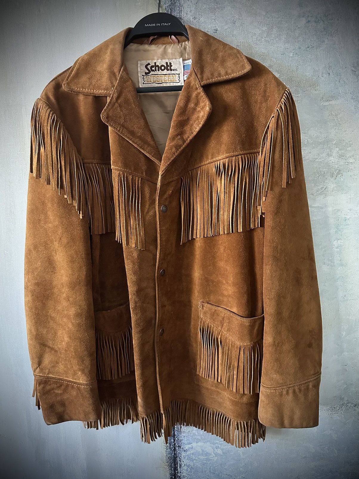 Schott × Vintage SCHOTT NYC Western Brown Suede Jacket with Fringe | Grailed