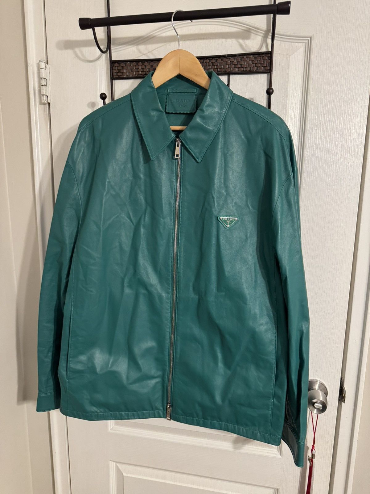 Prada Prada Teal Nappa Leather Work Jacket | Grailed