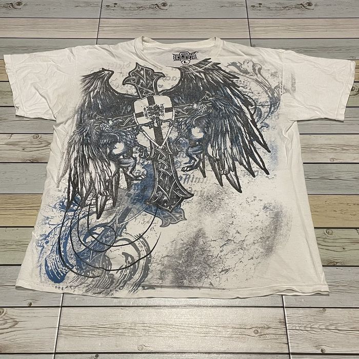 Ed Hardy Rare Mma Elite Wings Cross Tee Y2K Affliction Style | Grailed