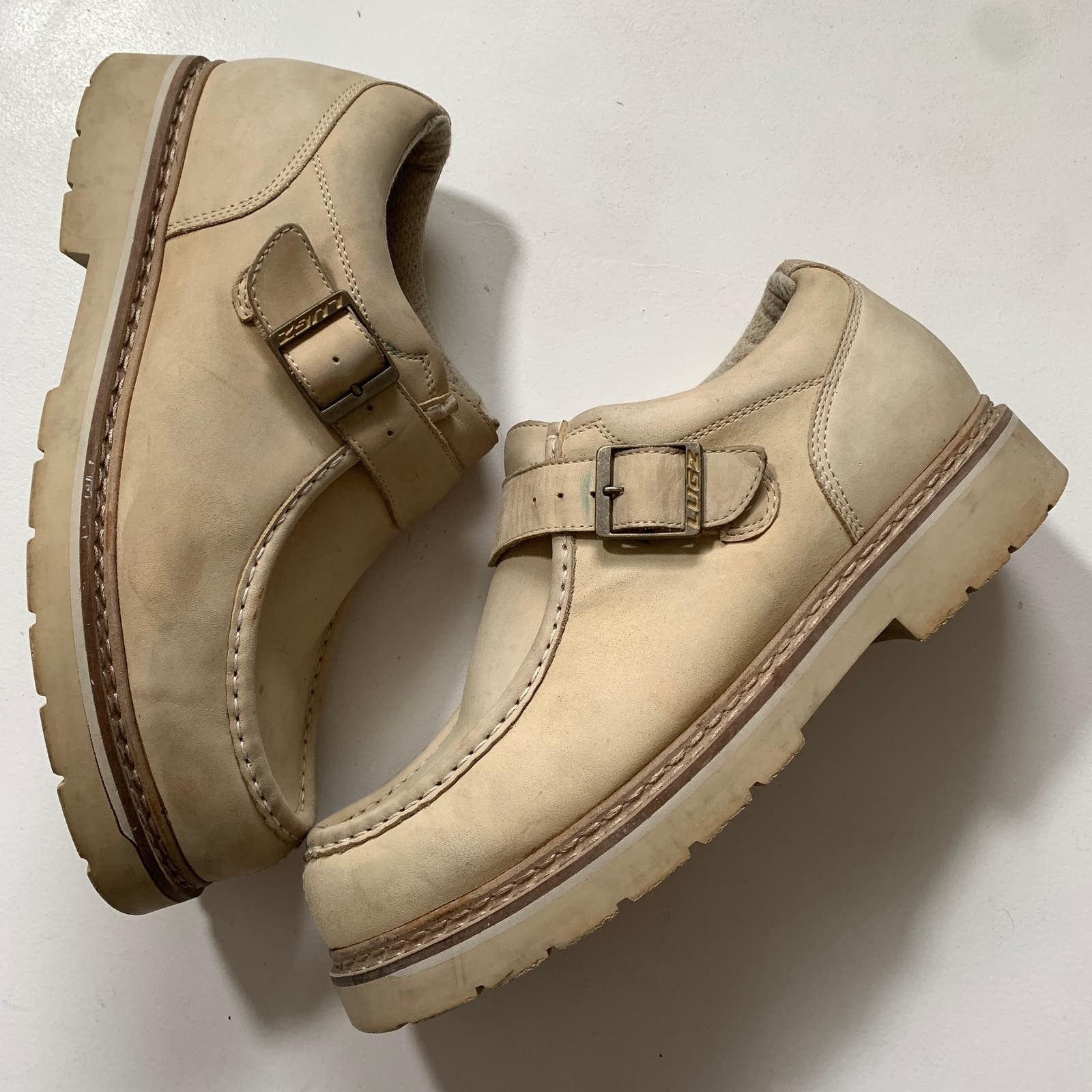 Vintage Lugz Y2K Suede Leather Chunky Monk Strap Work Platform Shoes ...