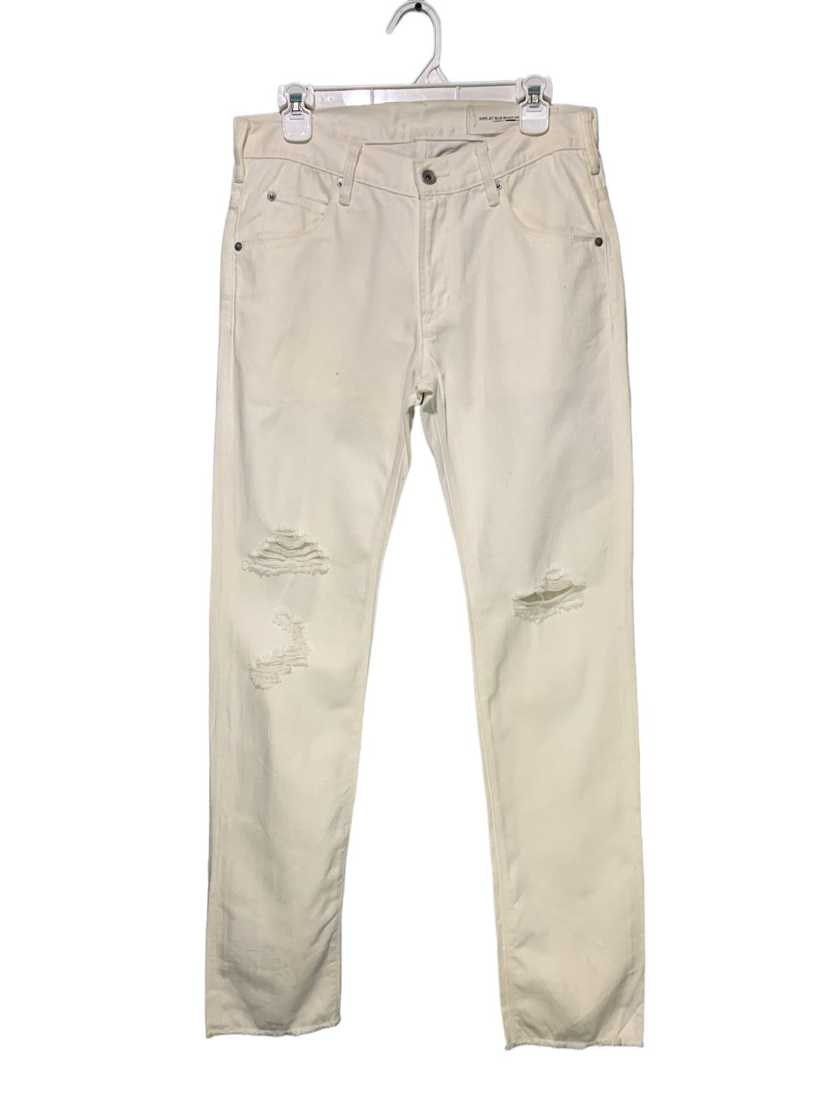 Ships Japan × Ships Jet Blue Ships Jet Blue distressed white denim ...