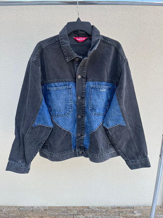 Supreme Two Tone Denim Jacket in Black & Blue | Grailed
