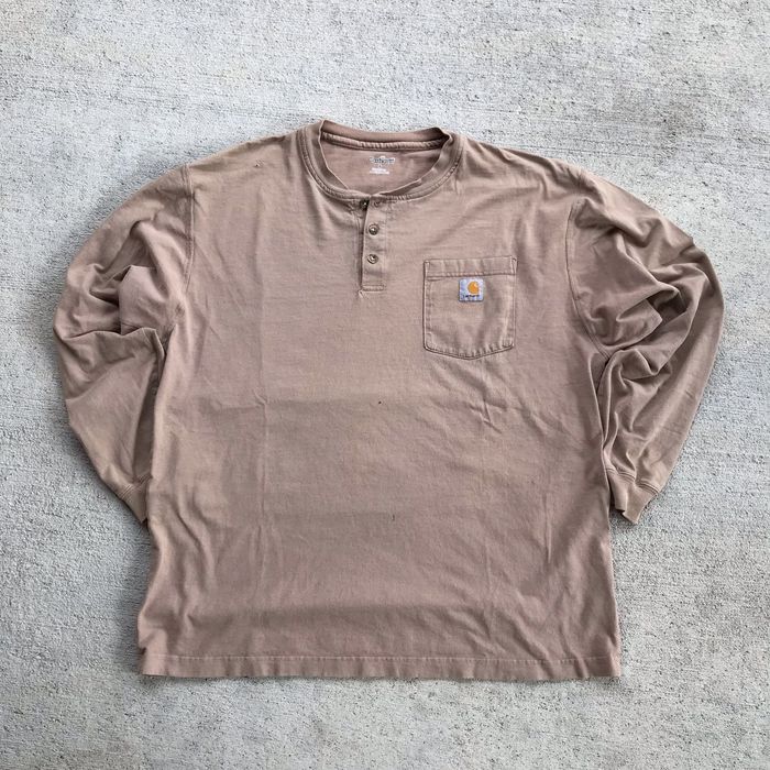 Vintage Carhartt Tan Pocket Quarter Button Up Long Sleeve Shirt | Grailed