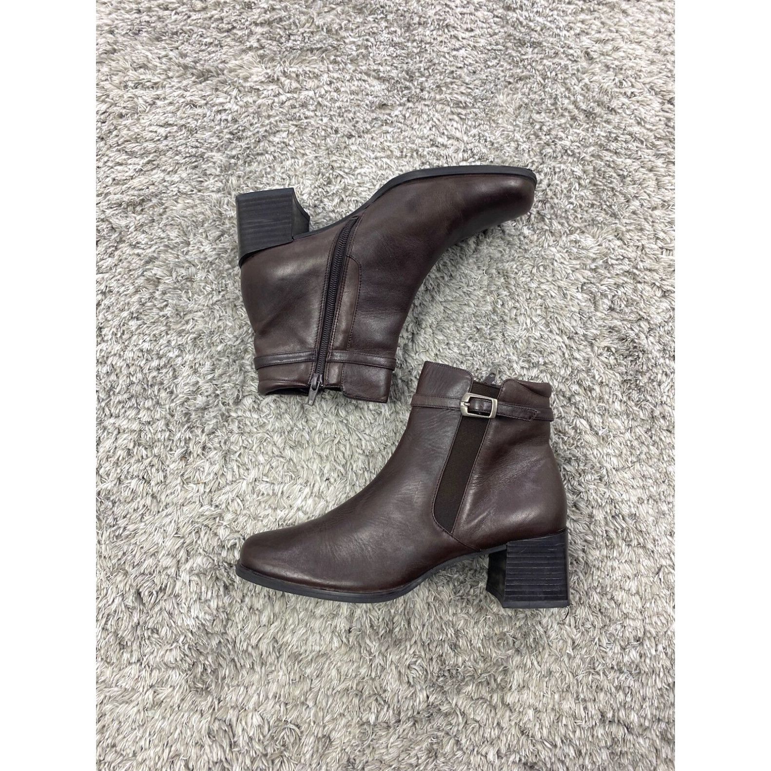 Vintage Borelli Boots Womans 9 Madeline Brown Leather Side Zip Heeled ...