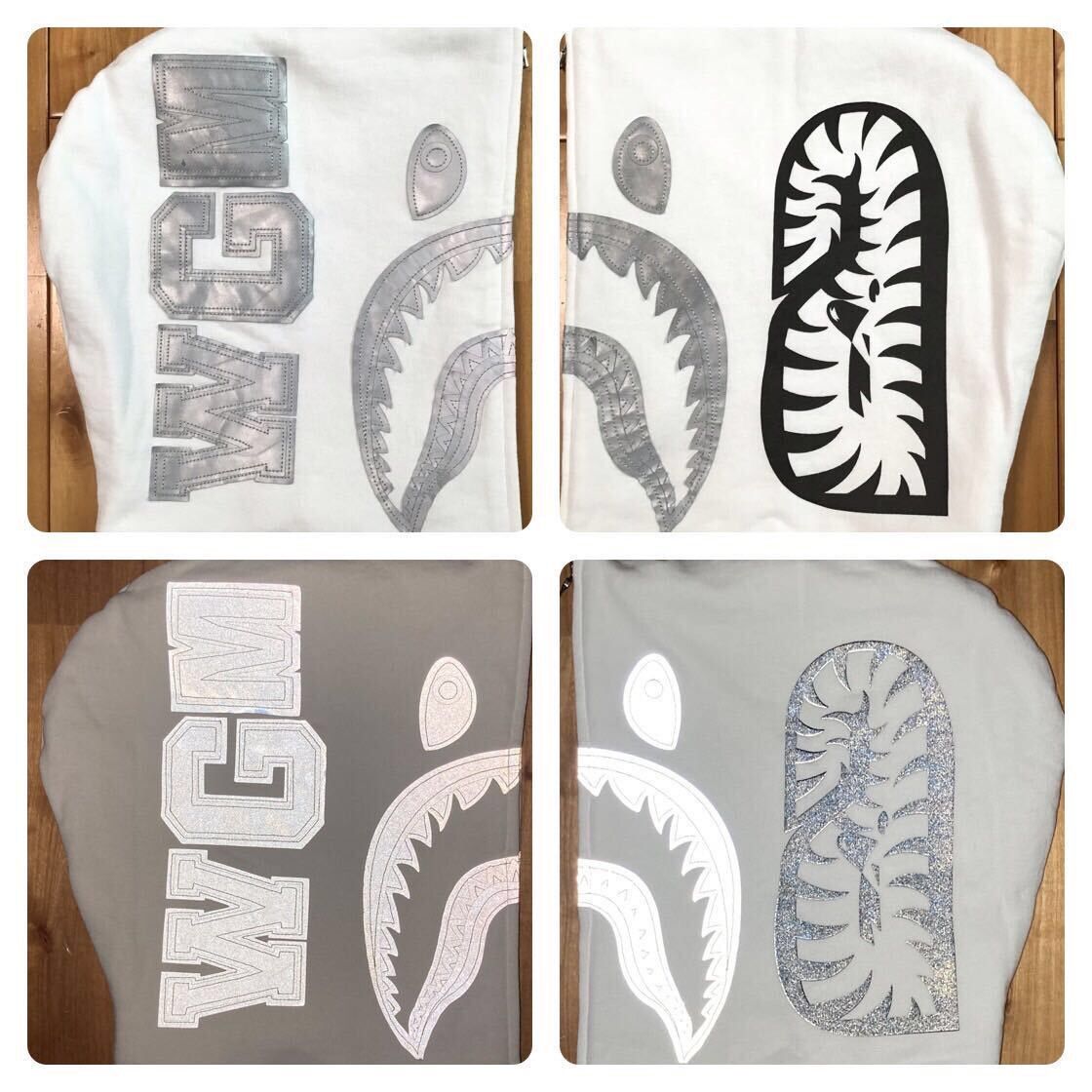 Bape BAPE Reflector Shark full zip hoodie White a bathing ape | Grailed