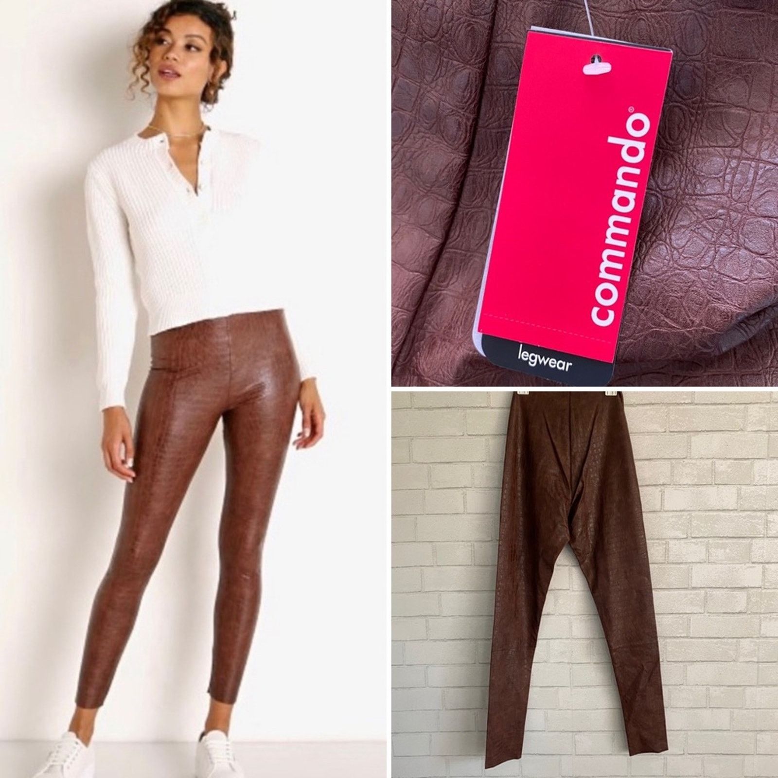 Commando NEW $120 Commando Faux-Leather Leggings Brown Croc MED NWT ...