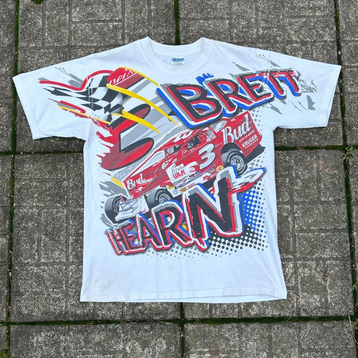 Vintage Vintage 90s NASCAR Brett Hearn Budweiser Racing AOP T-Shirt ...