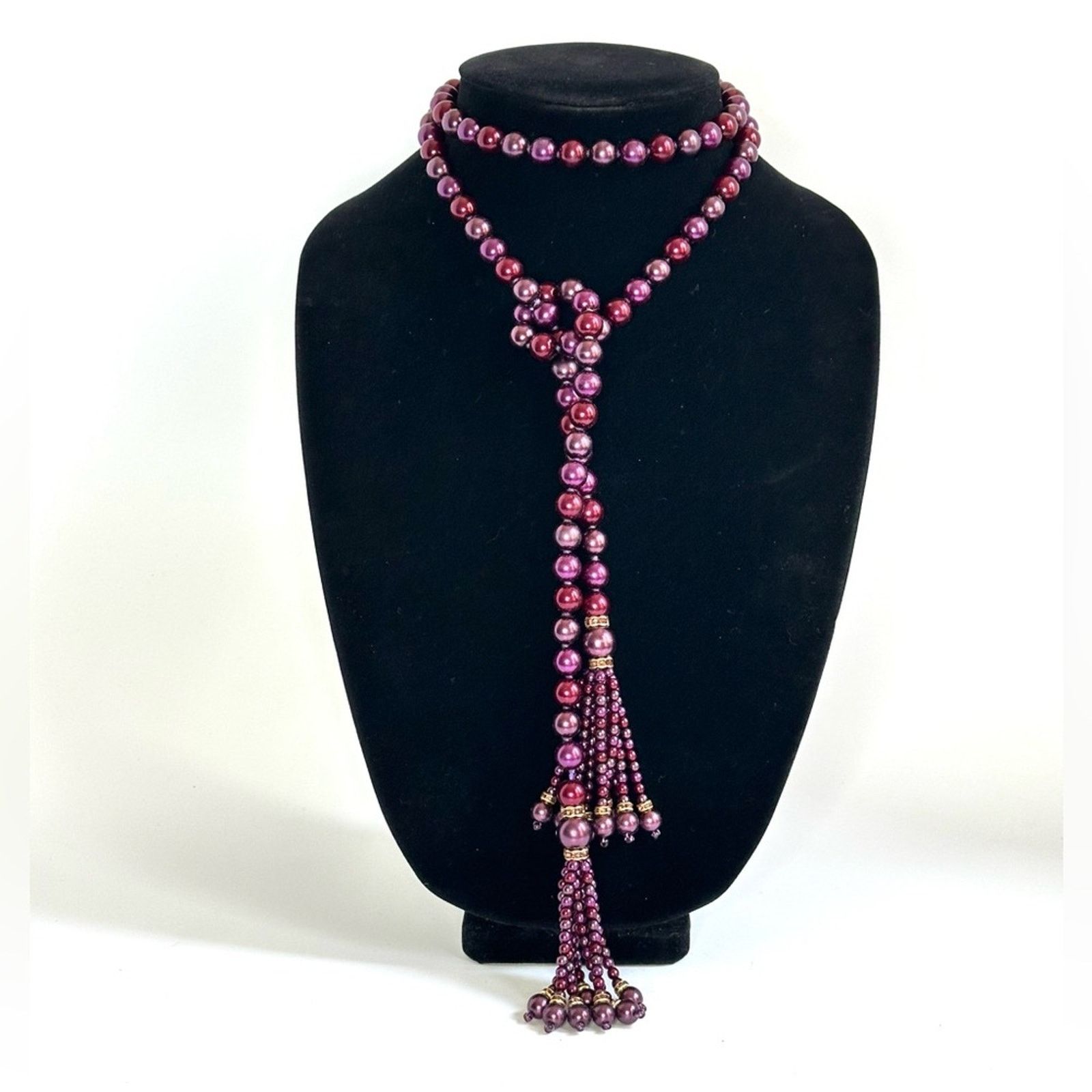 Brand Joan Rivers Deep Purple Pearl Beaded Lariat With Rhinestones ...