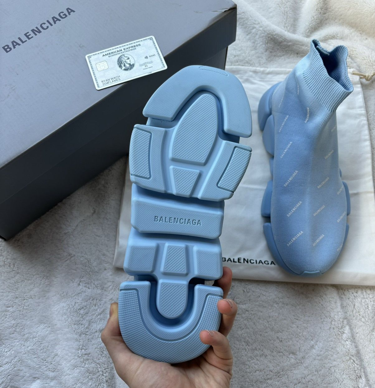 Balenciaga Balenciaga Baby Blue All Over Speed Runners Sneakers | Grailed