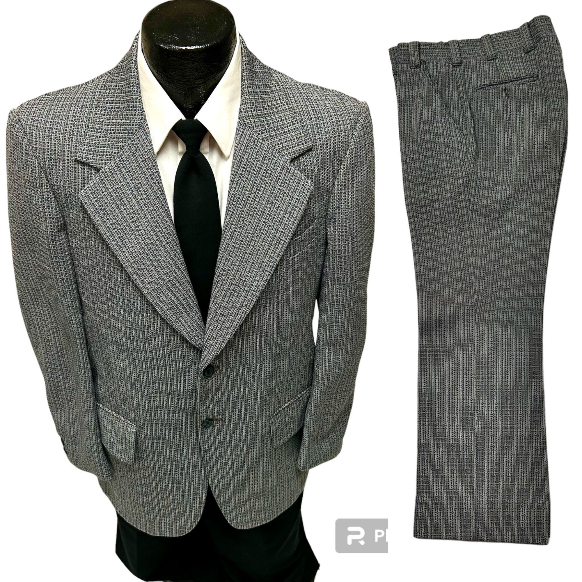 Sears 2 pc 70's Sears ATOMIC ELECTRIC STATIC Plaid DISCO Suit 40 R ...