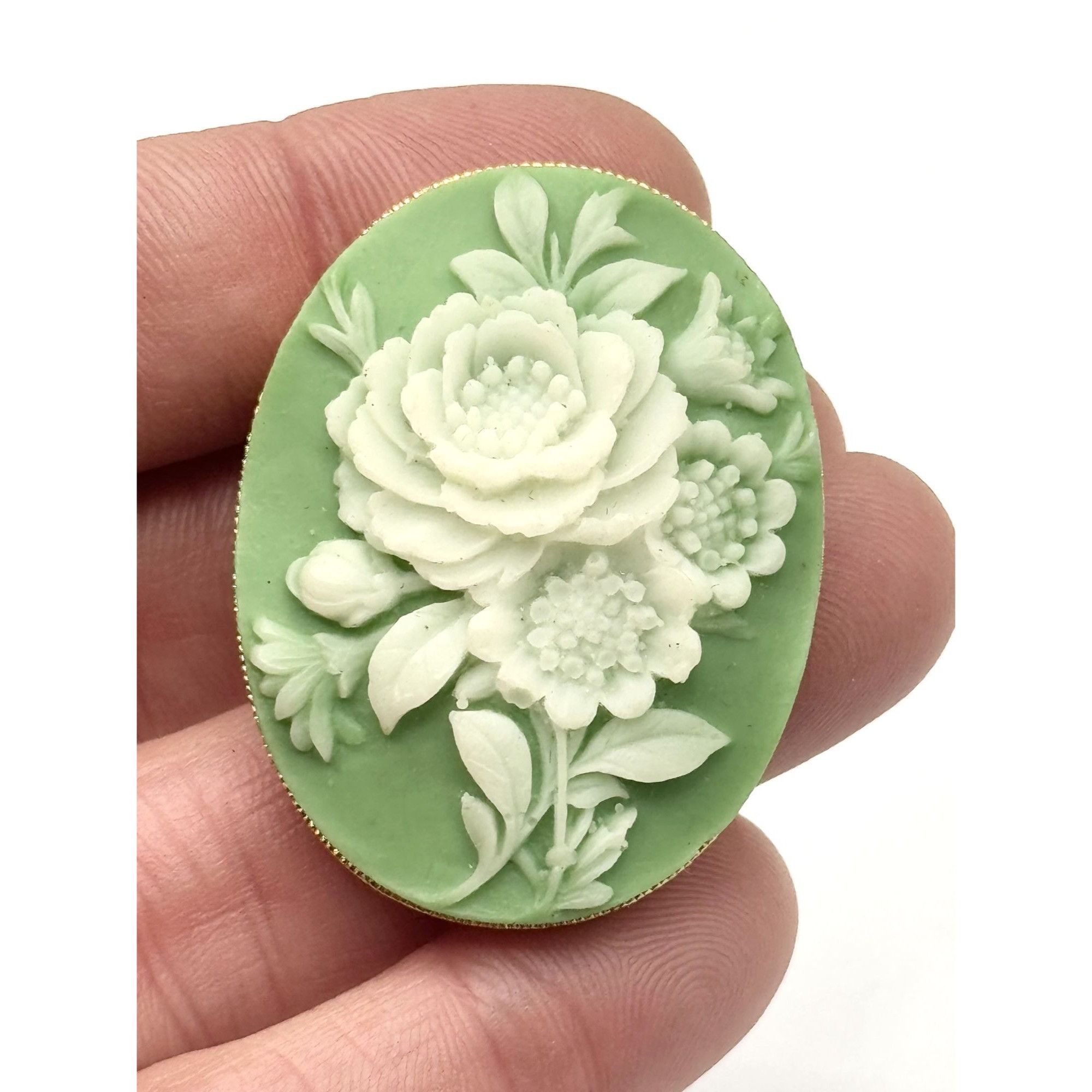 Vintage Vintage acrylic floral cameo brooch pin | Grailed