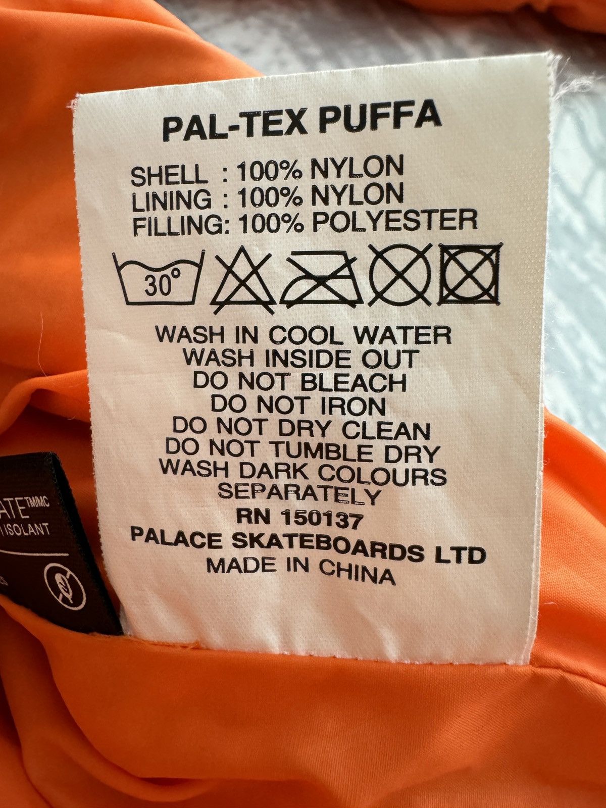 Palace PAL-TEX PUFFA ORANGE | Grailed