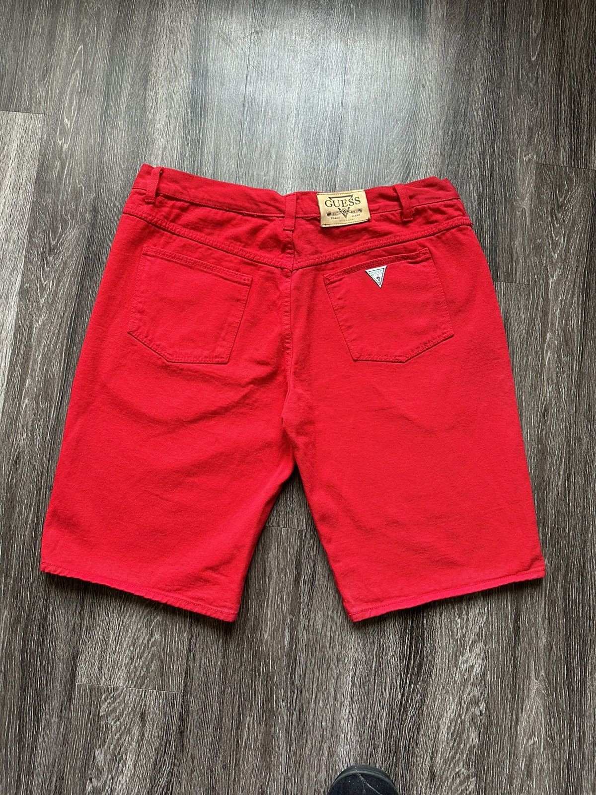 Vintage Guess RED Denim shorts Jorts Baggy Big Shorts | Grailed