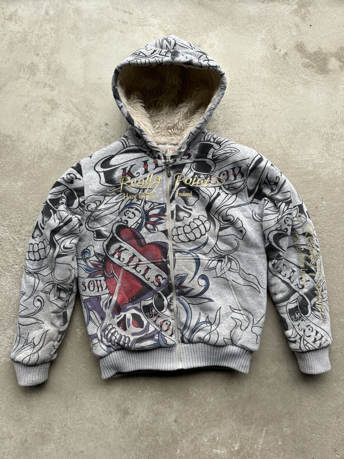 Christian Audigier × Ed Hardy × Vintage ️ ️ Really Point Drip Zip ...
