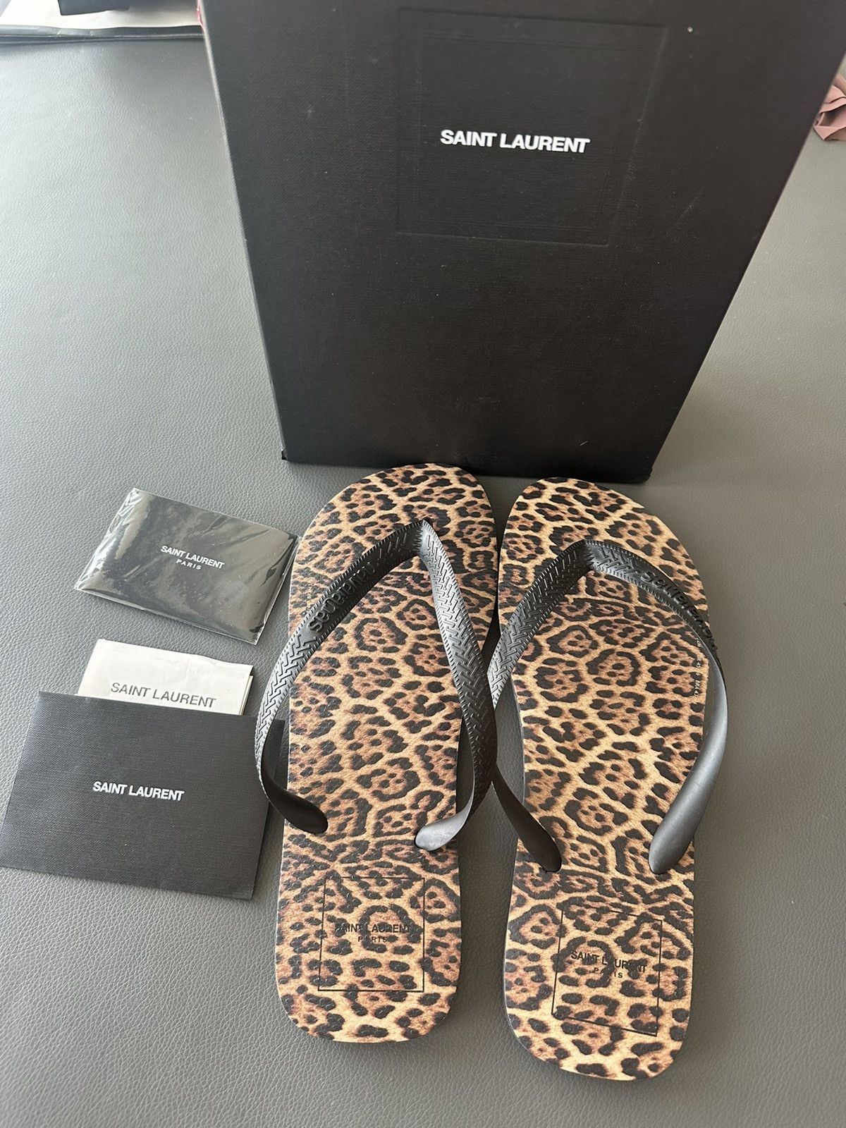 Saint Laurent Paris Brand New Limited Edition Leopard Rubber Sandal ...