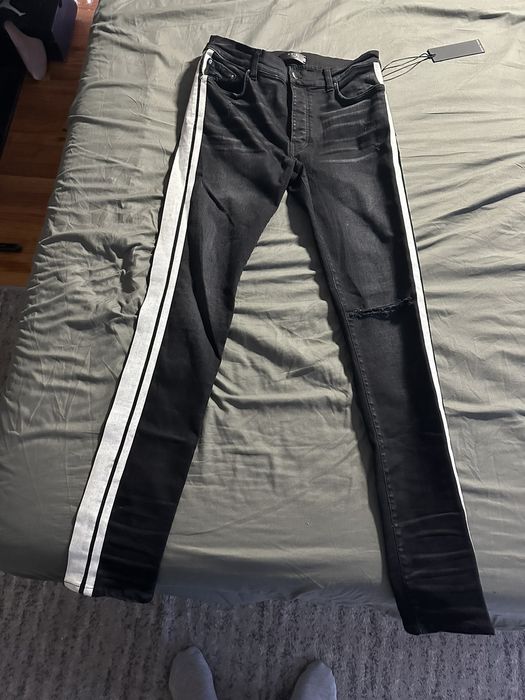 Amiri Amiri denim black and white track jeans | Grailed