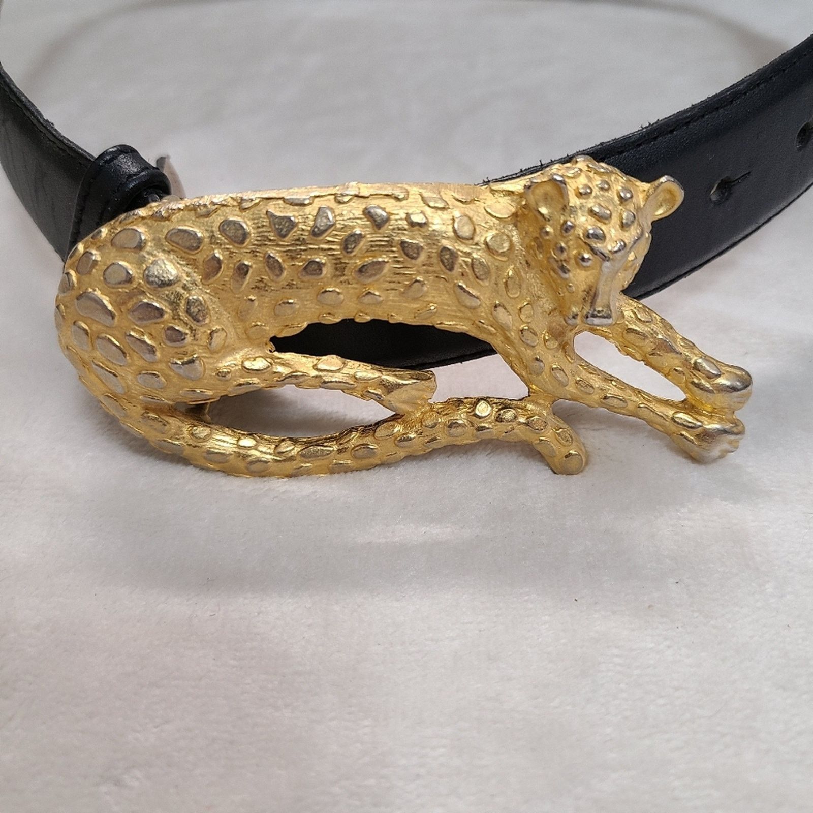 Vintage Vintage 90s Gail Labelle Gold Tone Leopard Buckle Belt | Grailed