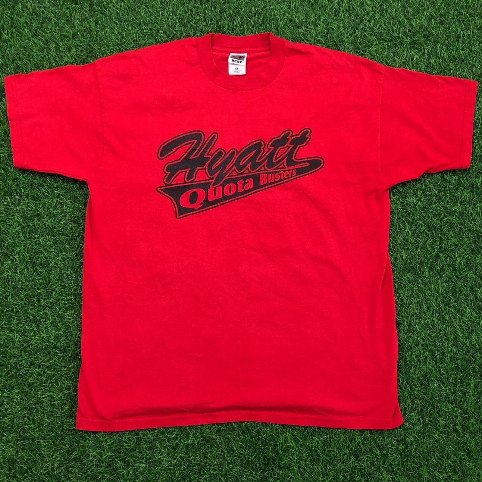 Fruit Of The Loom Red ‘Hyatt Quota Busters’ Graphic Number Tee | Grailed