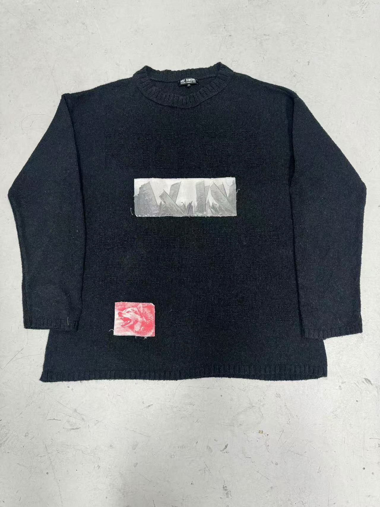Raf Simons *OG Raf Simons SS2002 Kollaps patched sweater | Grailed